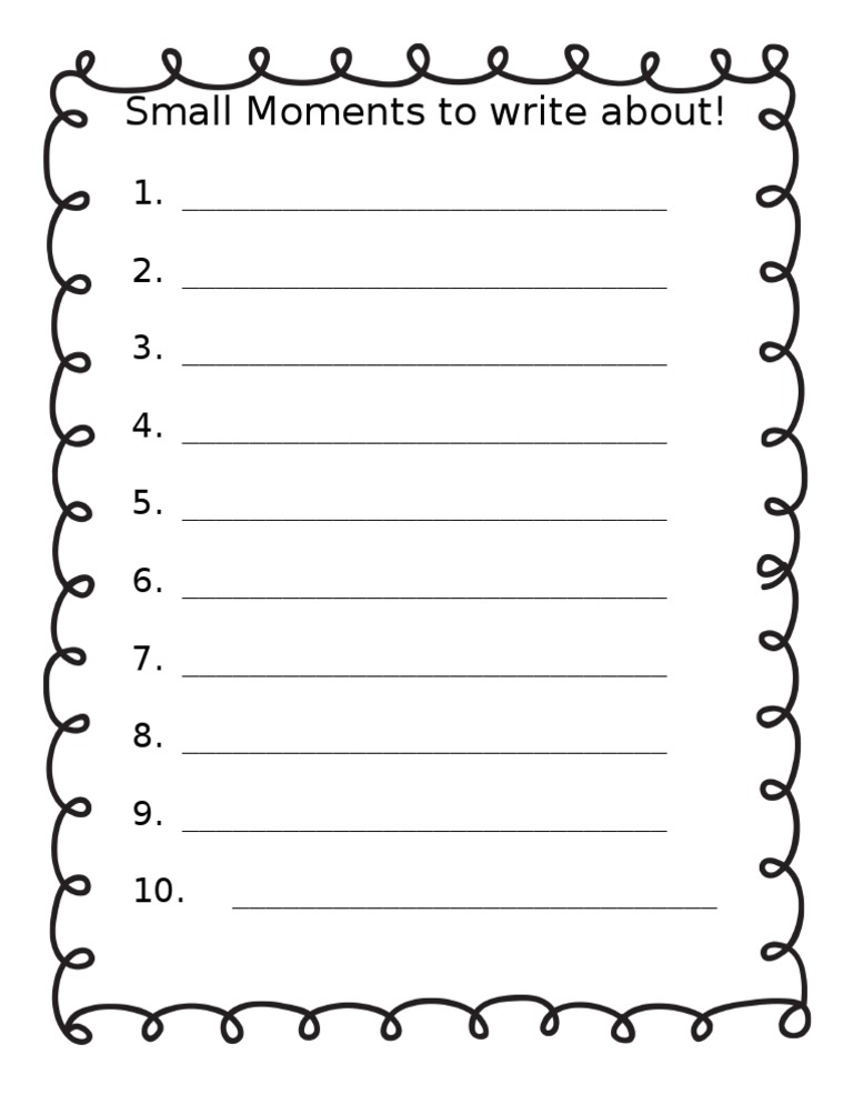Ideas for Small Moments to Write About | PDF
