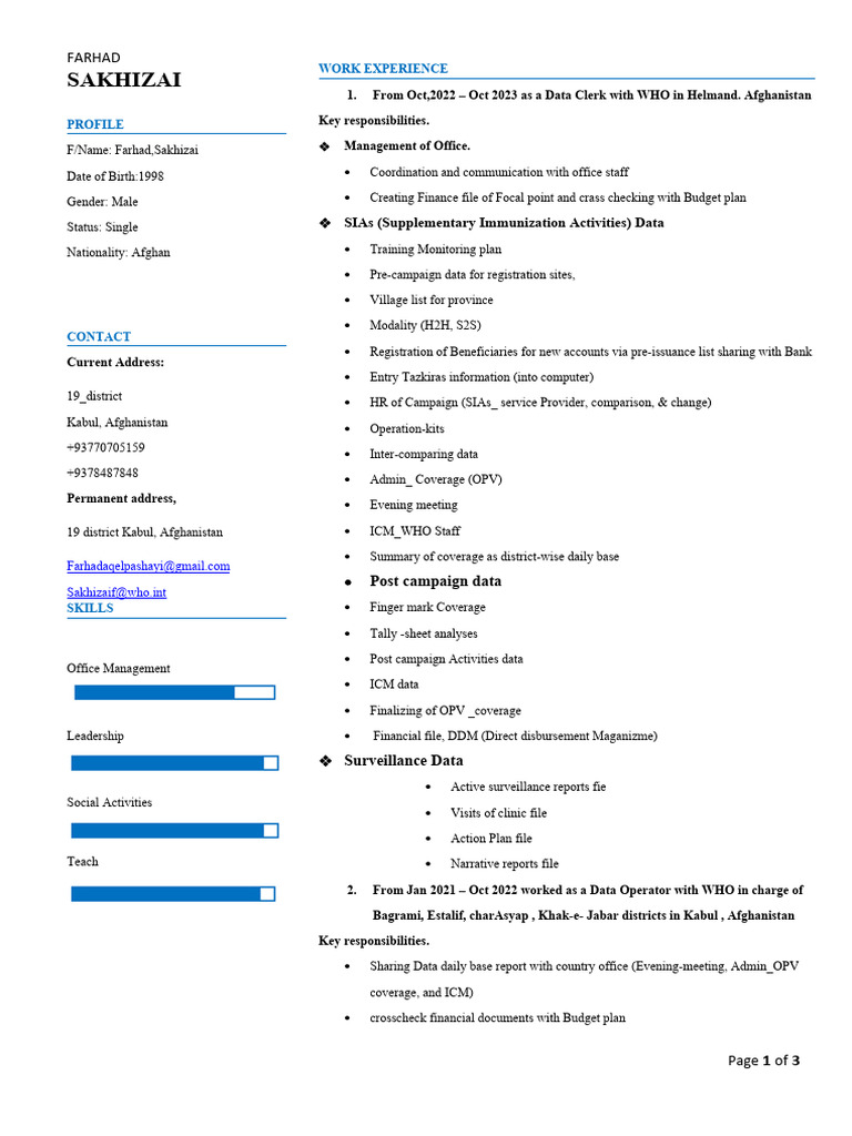 Farhad Sakhiza Adv - CV - KBL | PDF | Adobe Photoshop | Microsoft Windows