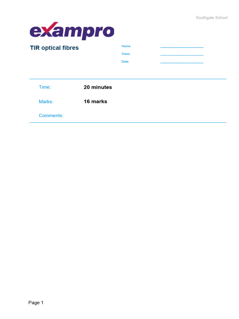 TIR Questions - HW | PDF | Optical Fiber | Optics