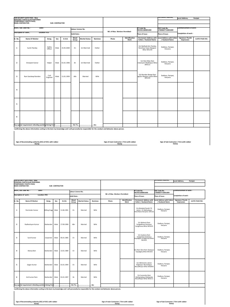 Gate Pass Format | PDF | Economy Of India | Government Of India