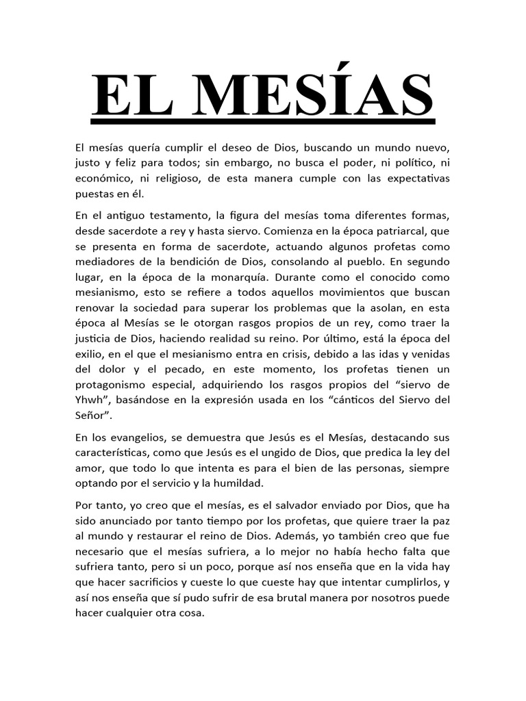 El Mesías: Un Salvador Humilde y Justo | PDF