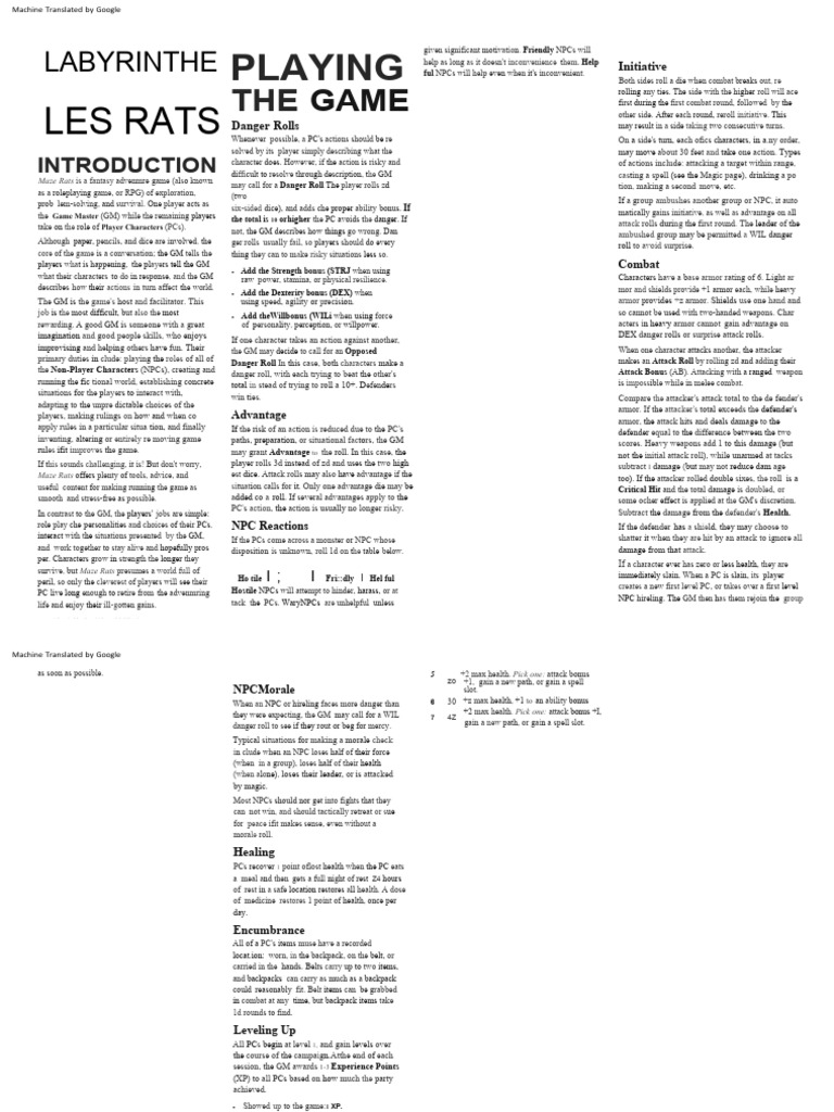 maze rats (1) | PDF | Role Playing Games
