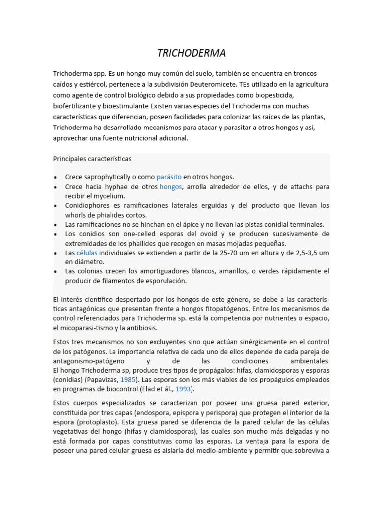 TRICHODERMA | PDF | Hongo | Pesticida