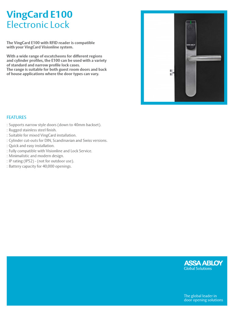 E100 Product Sheet en | PDF | Door | Manufactured Goods