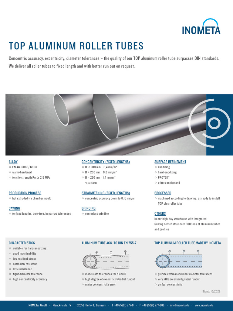 INOMETA Top Aluminum Roller Tubes | PDF | Grinding (Abrasive Cutting ...