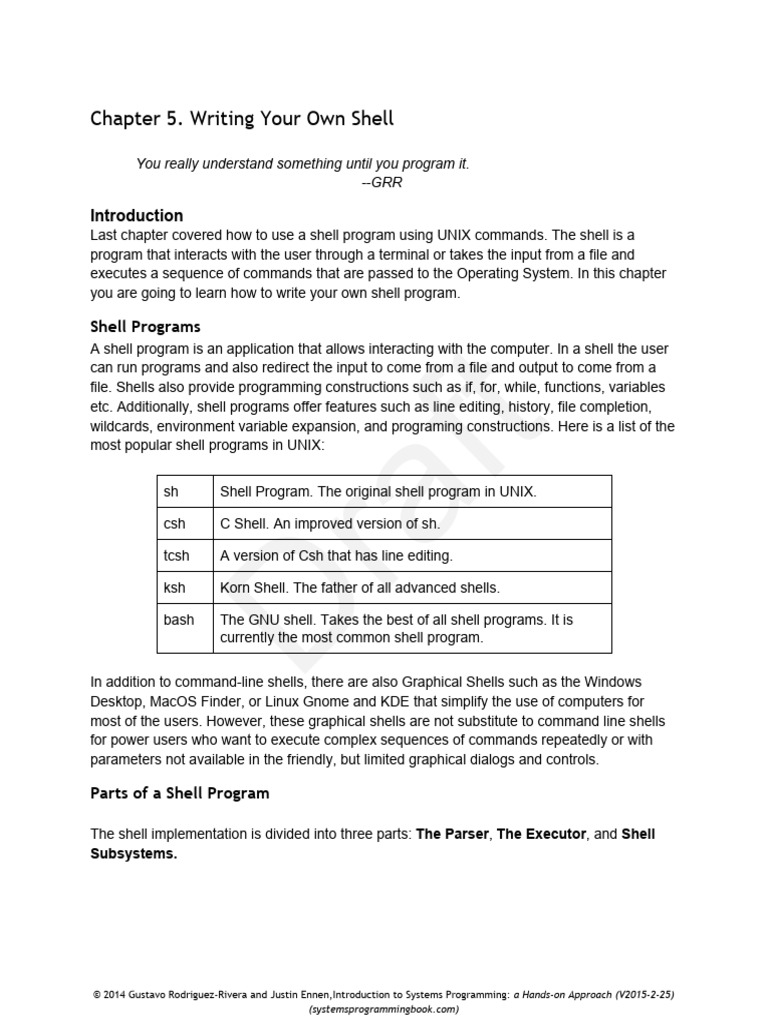 Chapter5 WritingYourOwnShell | PDF | Shell (Computing) | Parsing