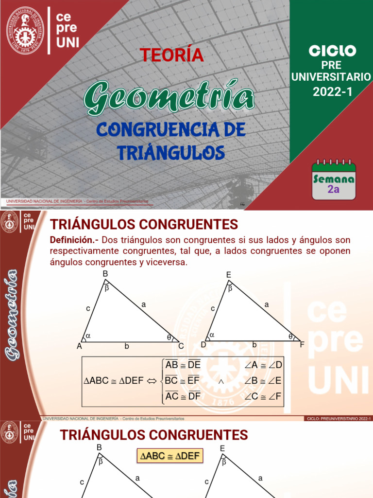 Tema 2.1 Congruencia de Triangulos | PDF | Triángulo | Matemática Elemental