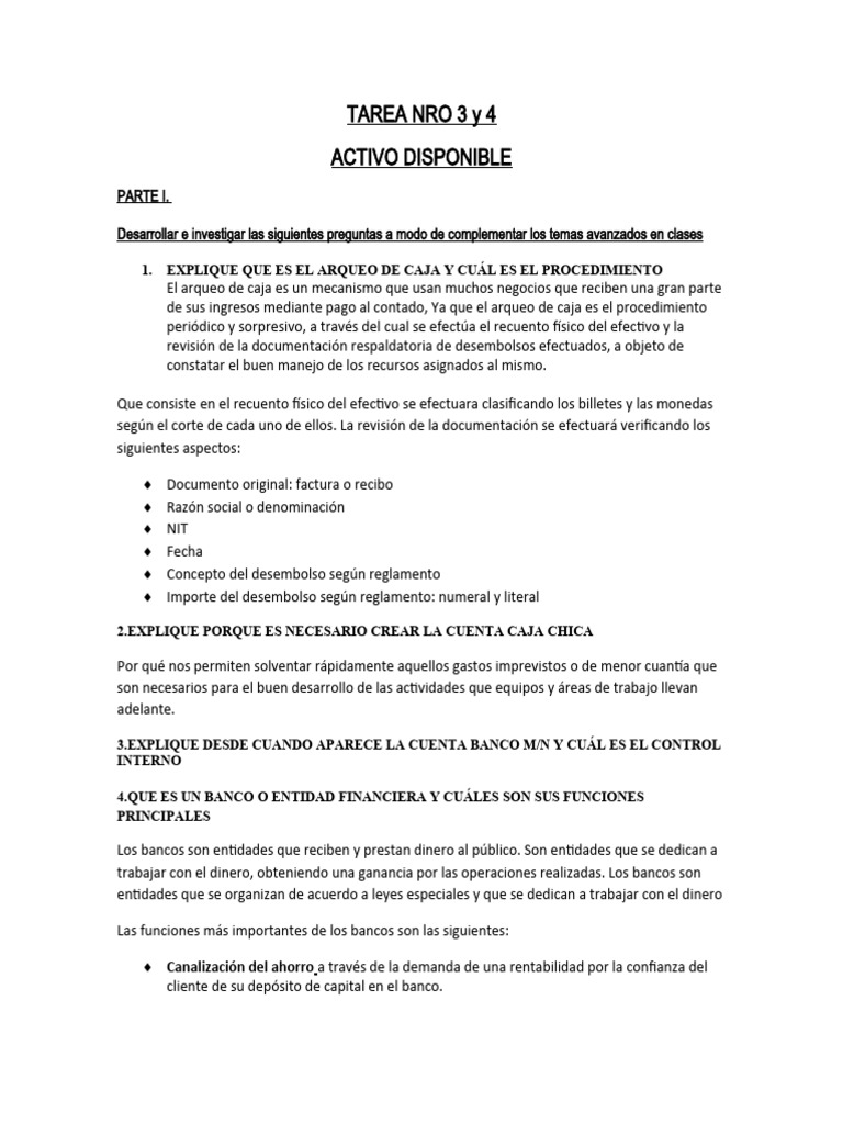 TAREA 3 y 4 | PDF | Cheque | Bancos