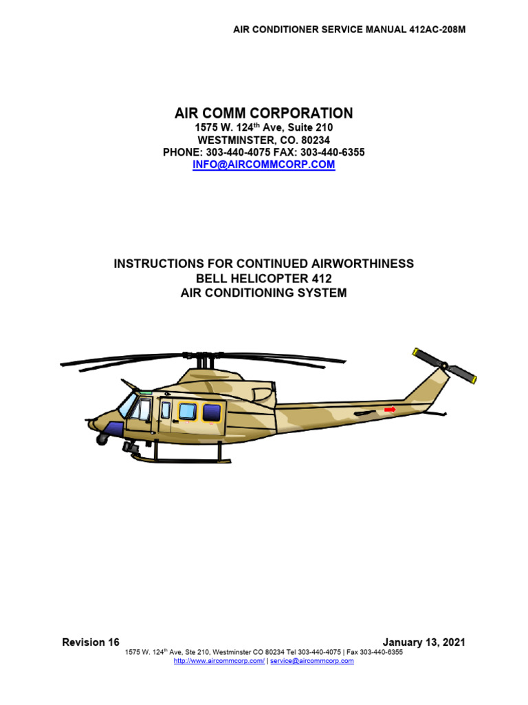 Bell 412 Air Conditioning Manual | PDF | Air Conditioning | Mechanical ...
