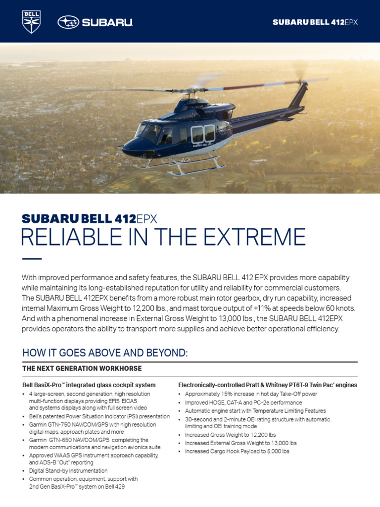 subaru-bell-412epx-fact-sheet | PDF | Aviation | Aircraft