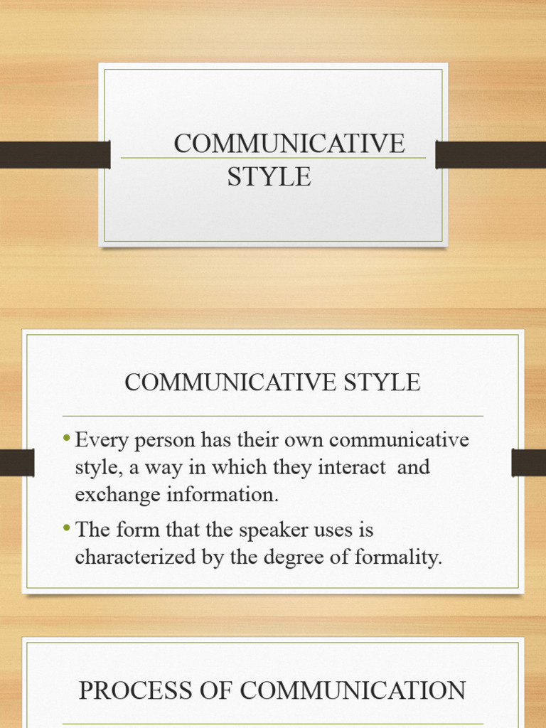 Communicative Style | PDF | Communication | Human Communication