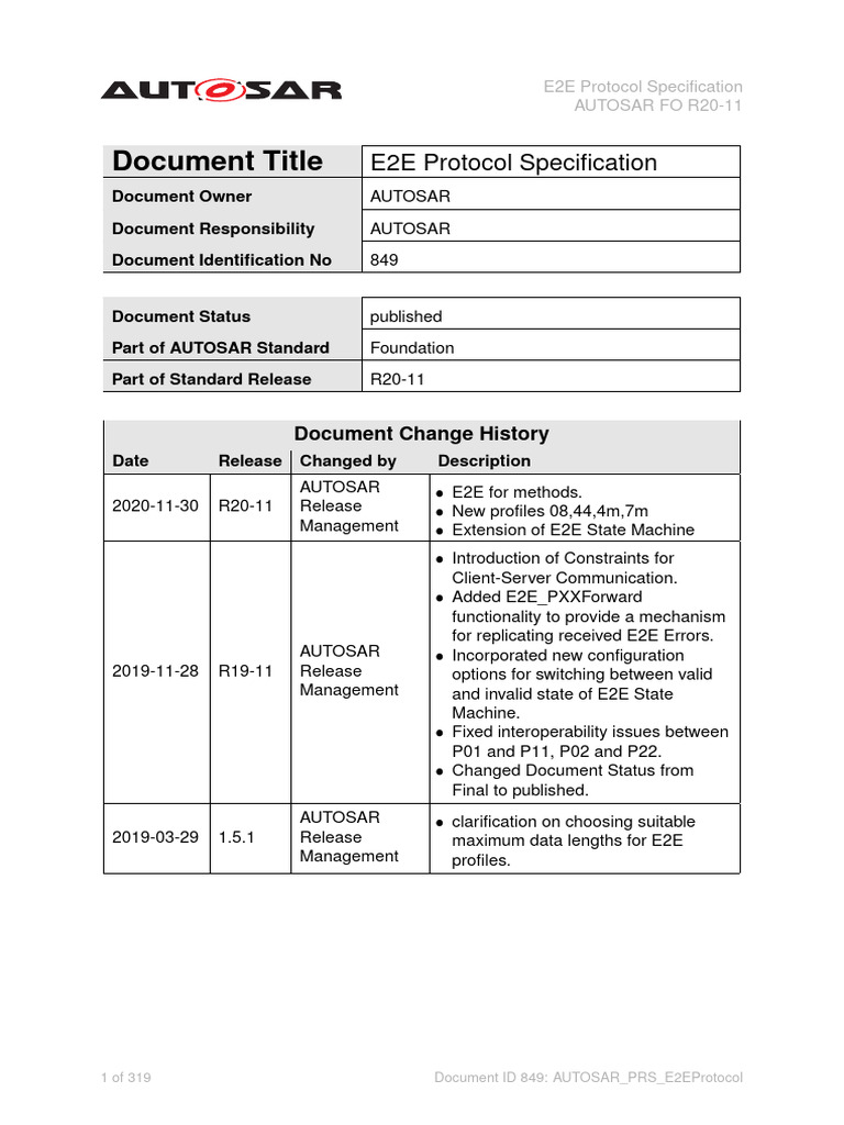 AUTOSAR PRS E2EProtocol | PDF | Computer Data | Information Technology