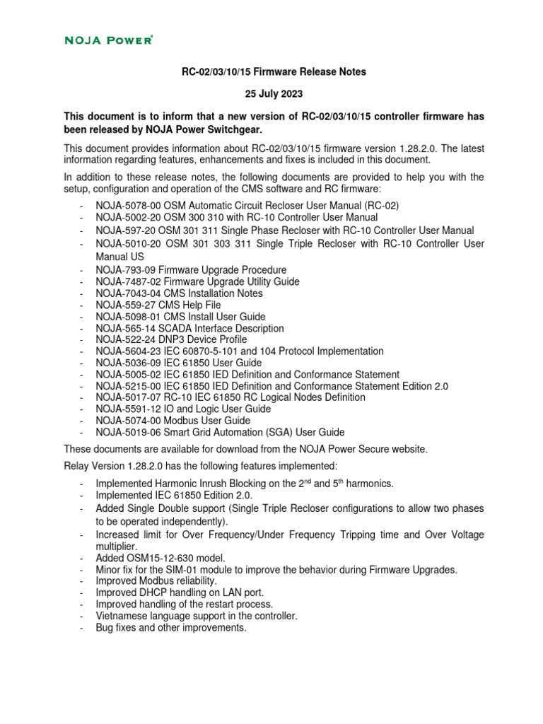 Firmware Release Notice RLY - 1.28.2.0 - 25.07.2023 | PDF | Computing ...