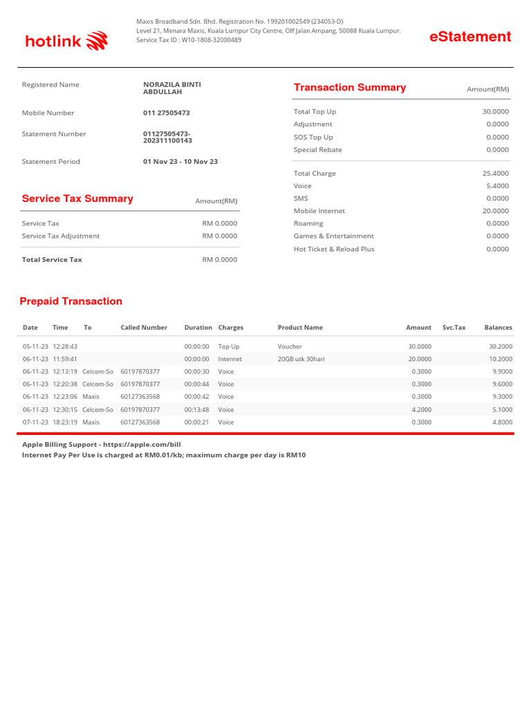 E Statement | PDF | Payments | Telecommunications