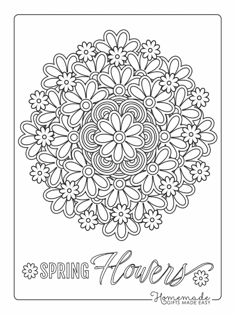 Spring Coloring Pages Flower Mandala Doodle | PDF