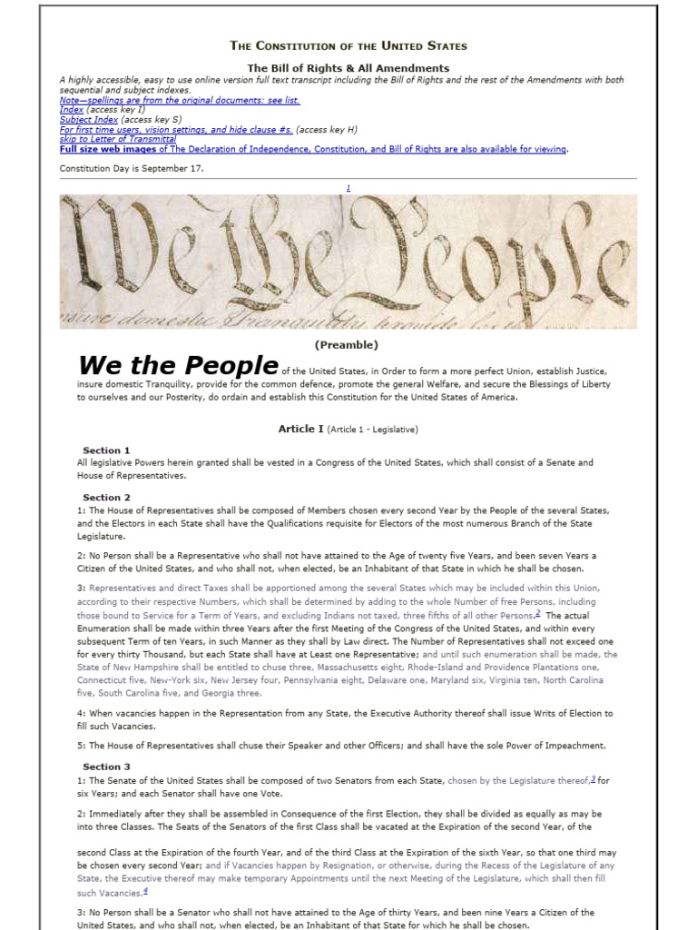 U.S. Constitution and Amendments Text | PDF | U.S. State | Presidents ...