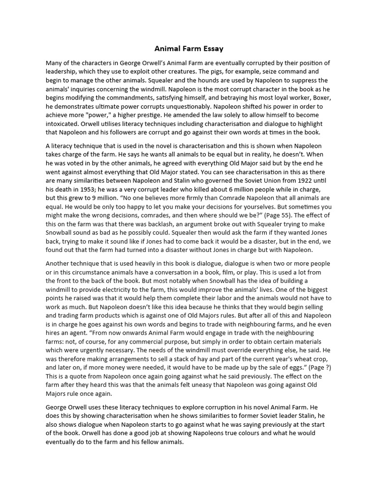 Animal Farm Essay | PDF