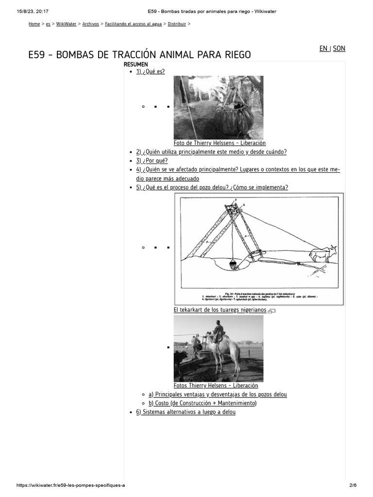 E59 - Bombas Tiradas Por Animales para Riego - Wikiwater | PDF | Riego ...