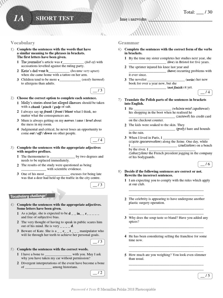 Pass | PDF | Sentence (Linguistics) | Linguistic Morphology