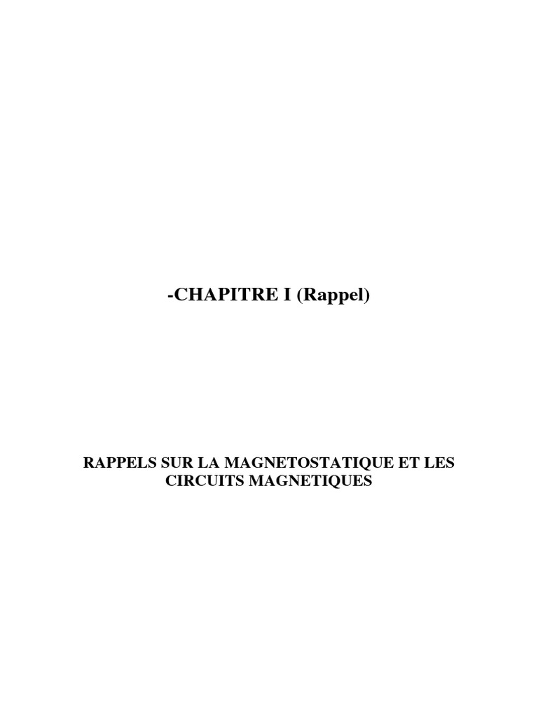 Chapitre I (Rappel) Rappels Sur La Magnetostatique Et Les Circuits Magnetiques | PDF | Sciences ...