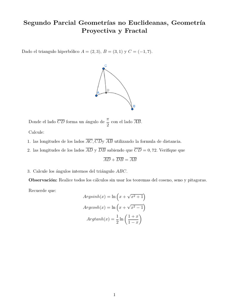 Examen Parcial de Geometria Hiperbolica | PDF Examen Parcial de Geometria Hiperbolica | PDF