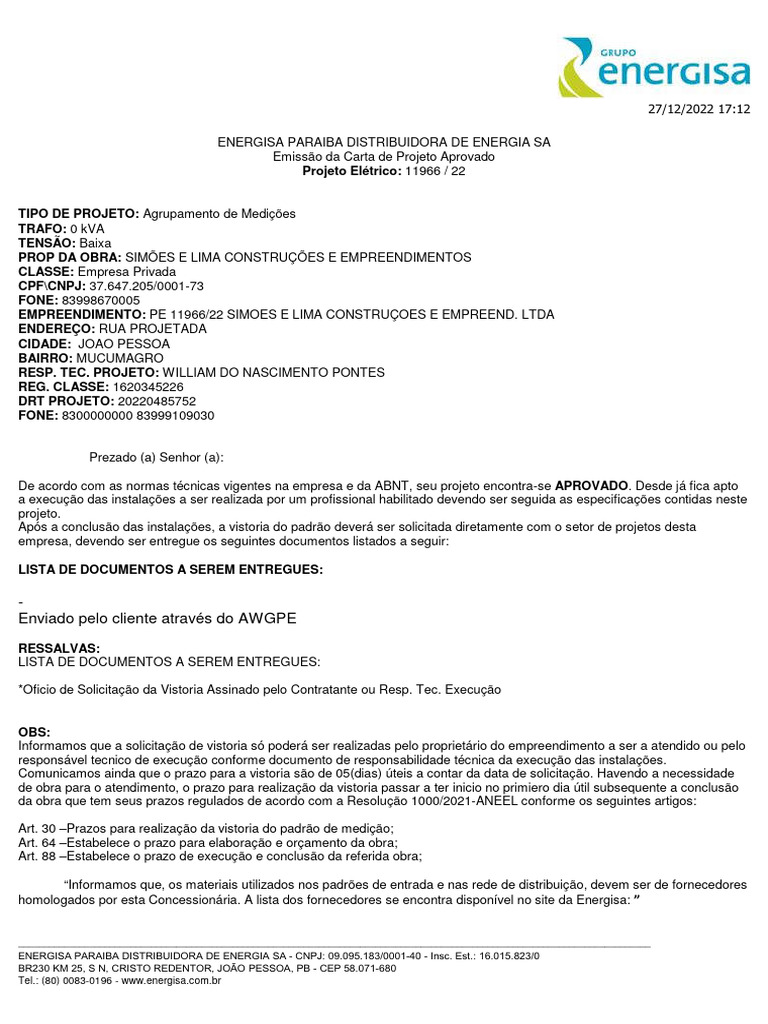 CARTA APROVAÇAO 11966.22 | PDF