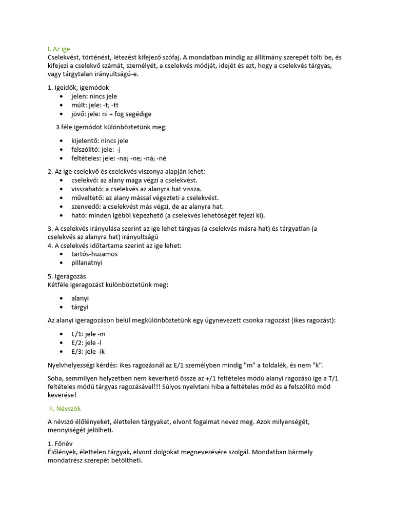 Dokumentum Nyelvtan | PDF