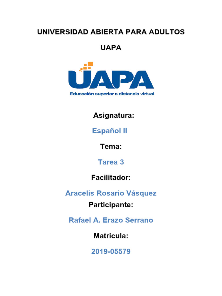 Tarea 3 de Espaol II | PDF | Comprensión | Lingüística Tarea 3 de Espaol II | PDF | Comprensión | Lingüística