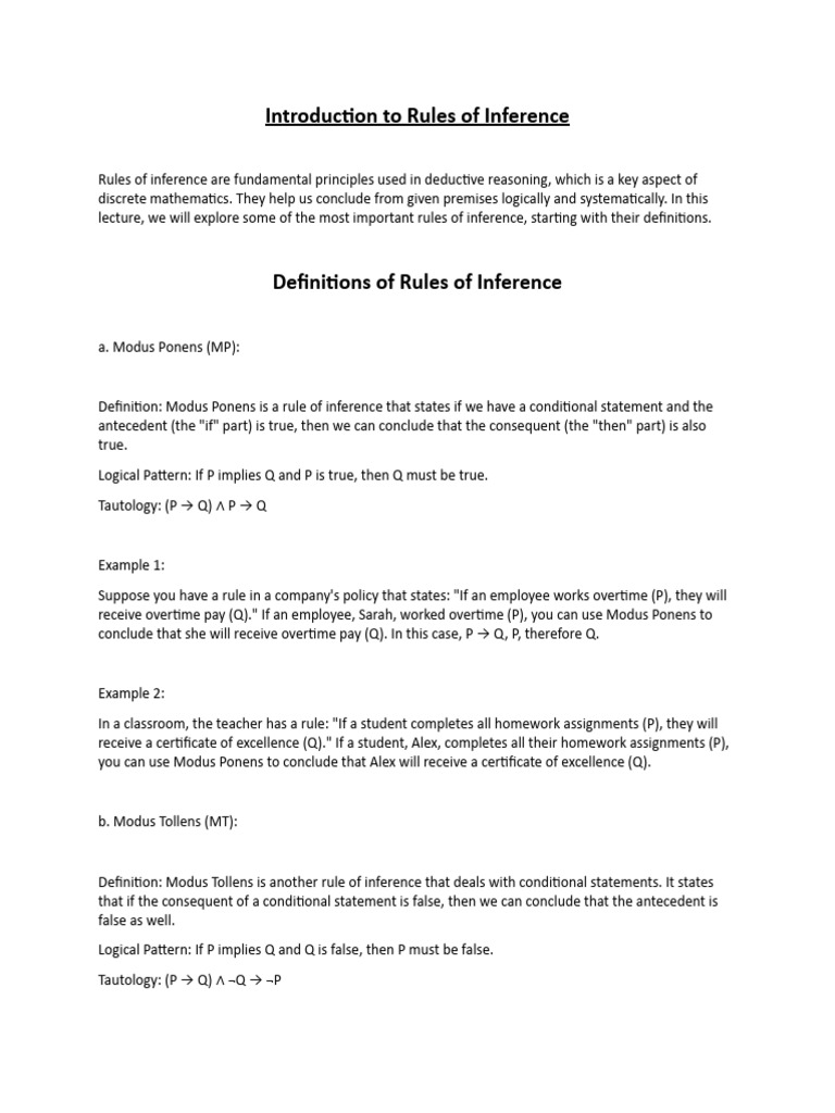 Introduction To Rules of Inference | PDF | Logic | Inference
