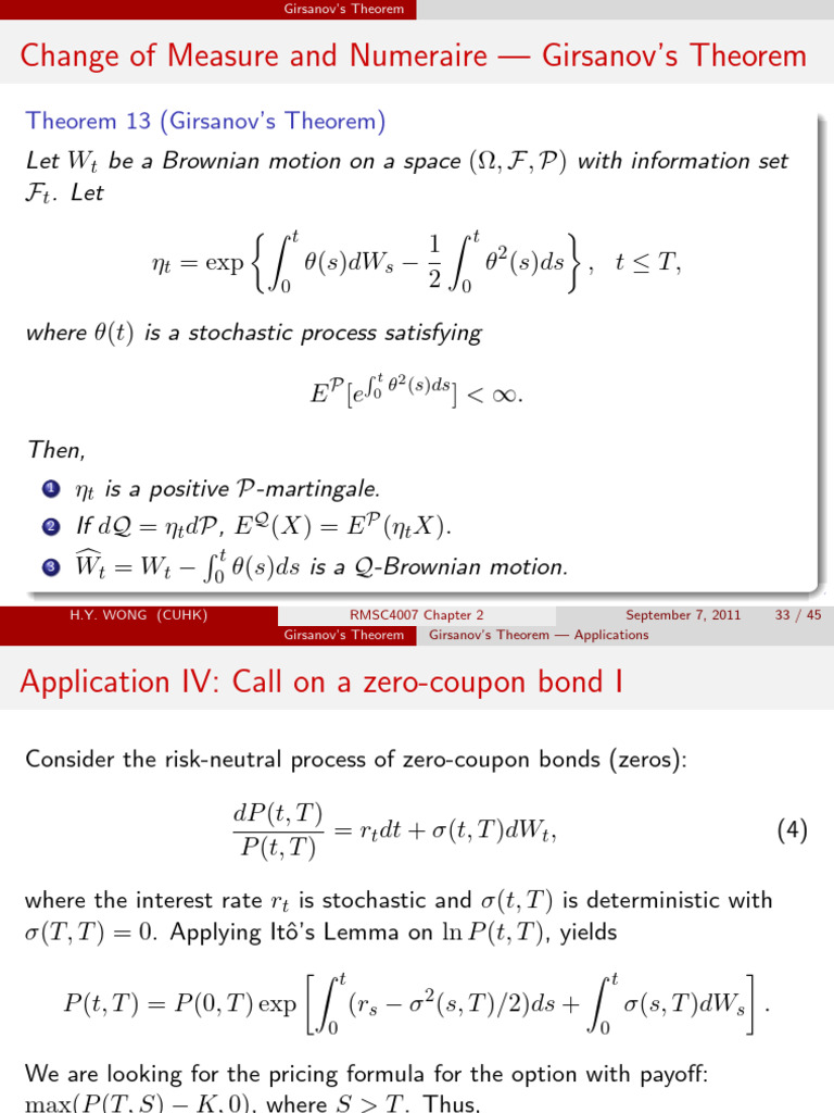 Chapter 2 - Option Pricing and Change of Measure | PDF | Measure Theory ...