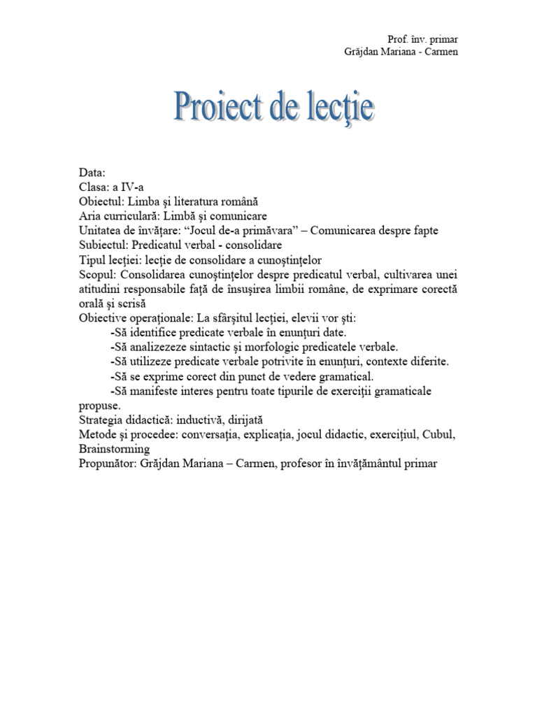 7 Predicatul Verbal | PDF