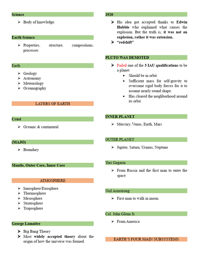Earth Science 1ST Quarter Lessons 1 | PDF | Rock (Geology ...