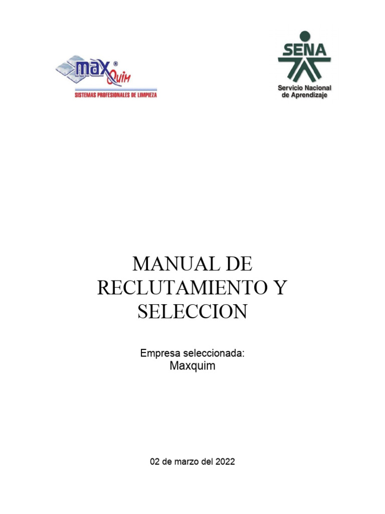 Manual Reclutamiento y Seleccion | PDF | Gestión de recursos humanos | Reclutamiento