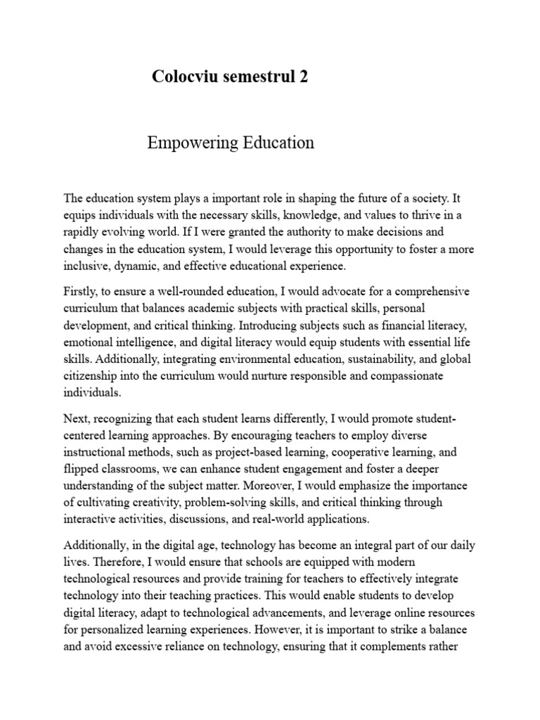 Colocviu Engleza | Download Free PDF | Project Based Learning | Learning