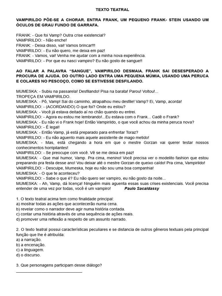 Texto Teatral | PDF | Discurso