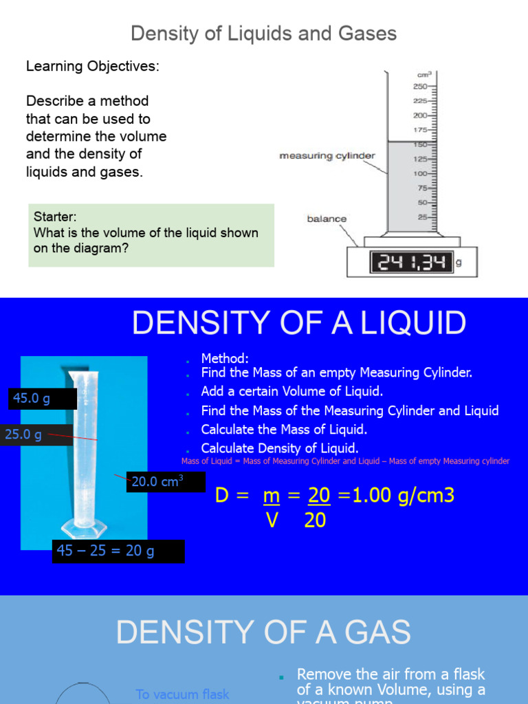 Yr7 Density of Liquids and Gases VTA | PDF