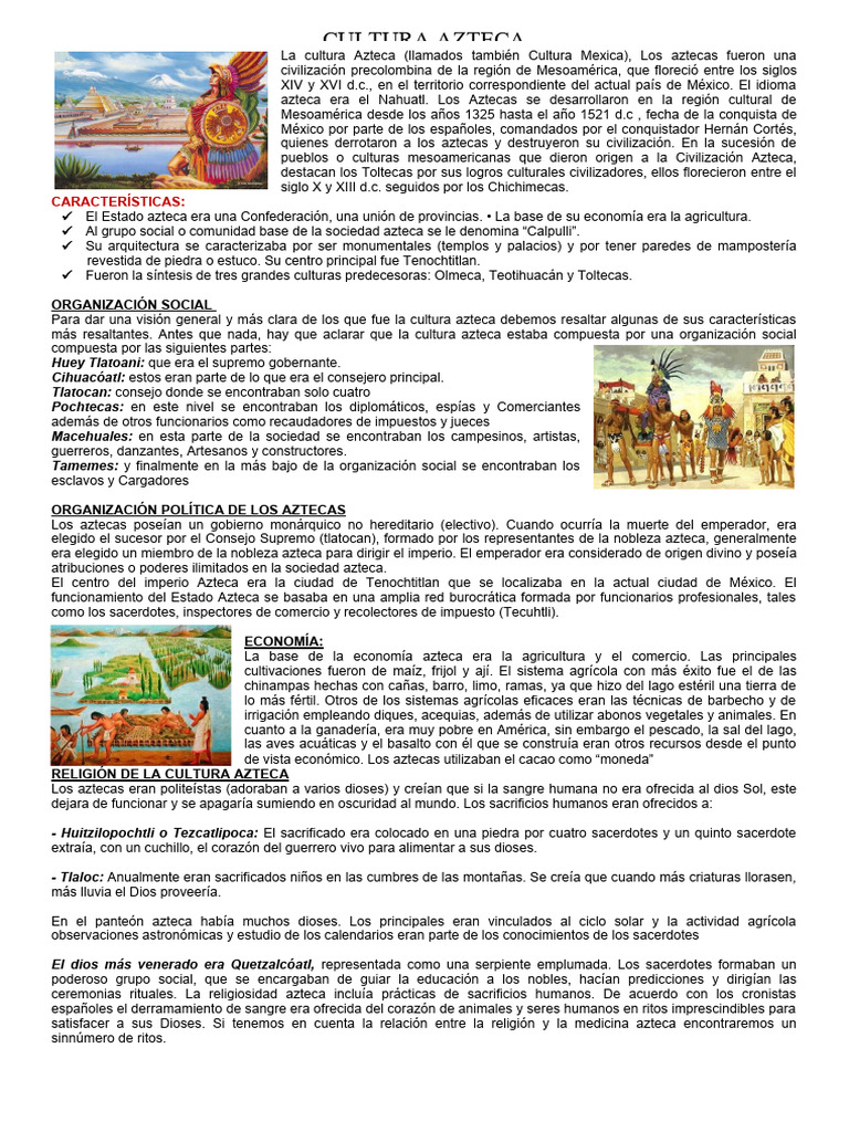 Cultura Azteca | PDF | Mesoamérica | México