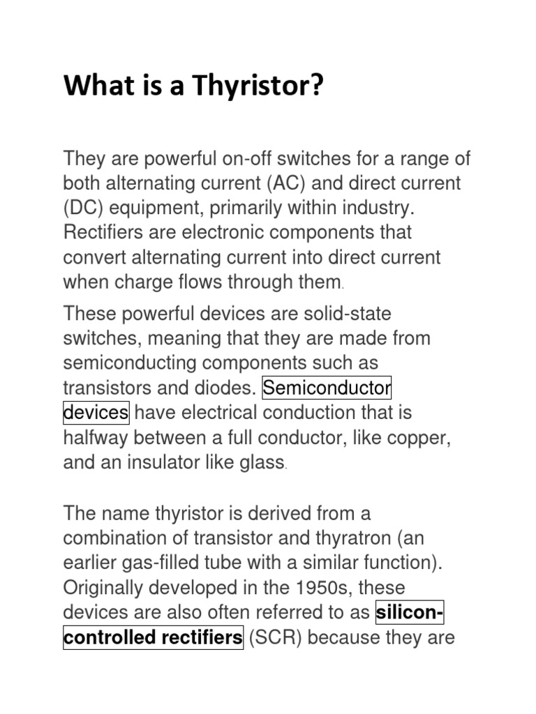 What is a Thyristor | PDF | Diode | Field Effect Transistor