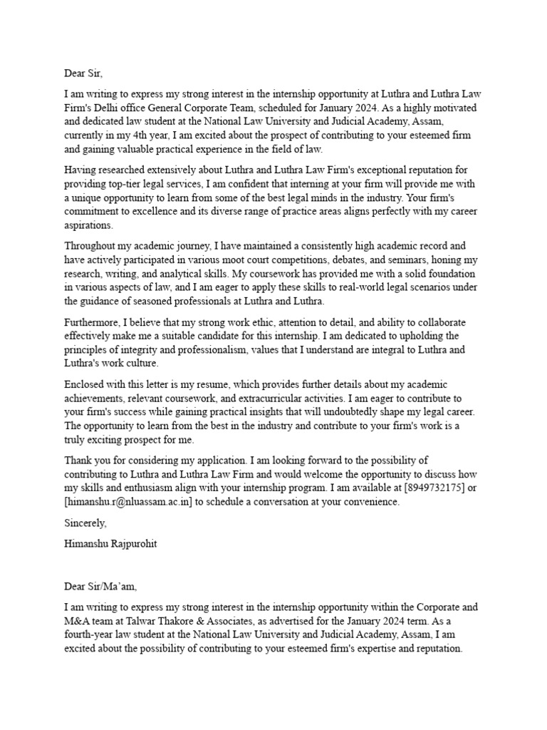 Luthra and Luthra Cover Letter | PDF | Cognition | Learning