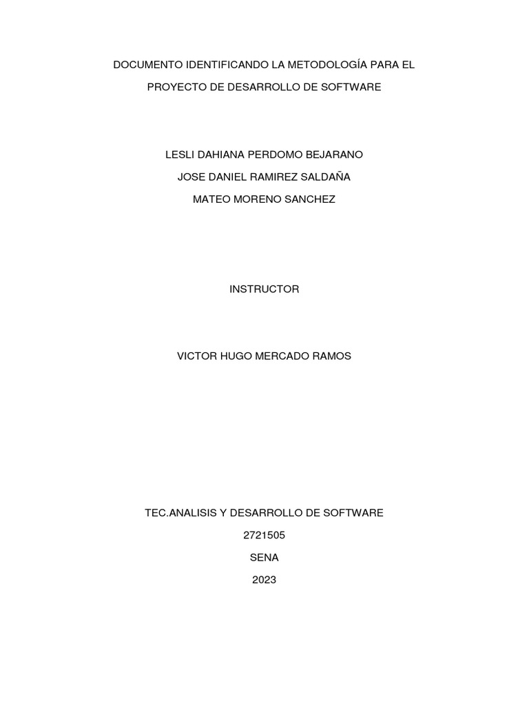 Documento Identificando La Metodología para El Proyecto de Desarrollo de Software. GA1-220501093 ...