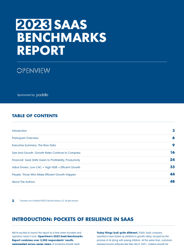 OpenView SaaS Benchmarks Report 2023 | PDF | Venture Capital | Corporate Finance