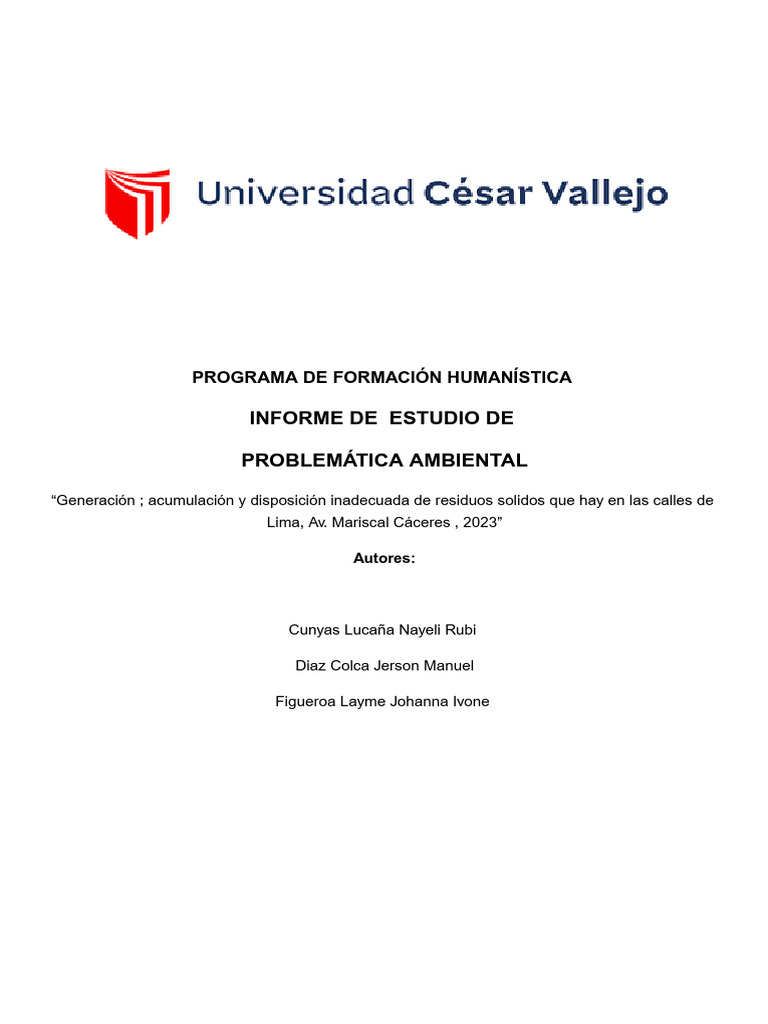 Estructura Del Informe de Problemática Ambiental | PDF | Residuos | Sustentabilidad