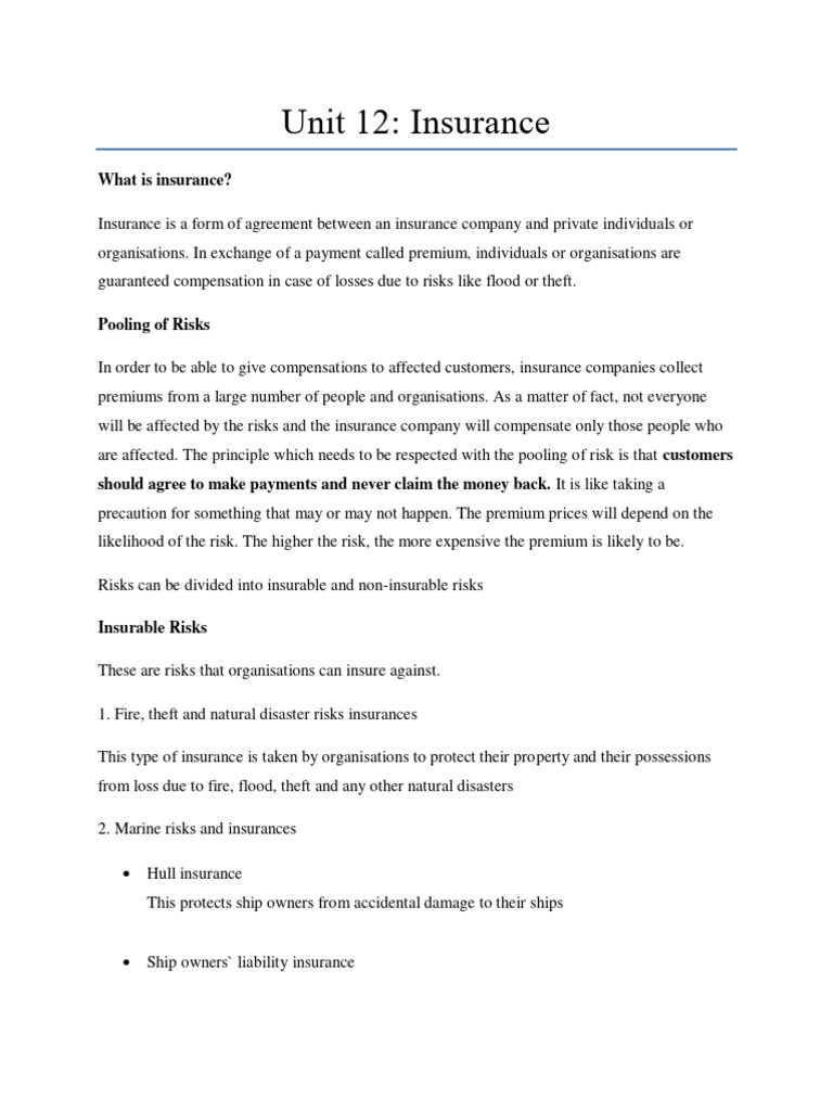 Chapter 12 Insurance | PDF | Insurance | Risk