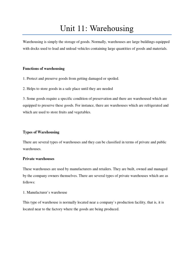 Chapter 11 Warehousing | PDF | Warehouse | Economies