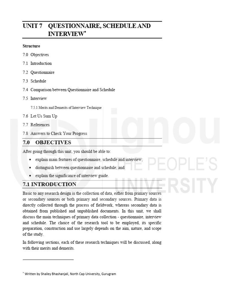 Questionnaire and Schedule | PDF | Questionnaire | Interview
