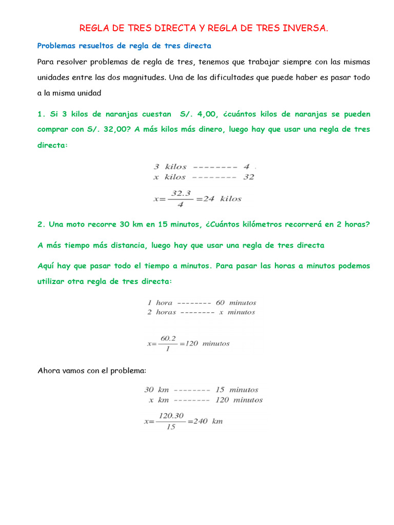 Regla de Tres: Directa e Inversa | PDF