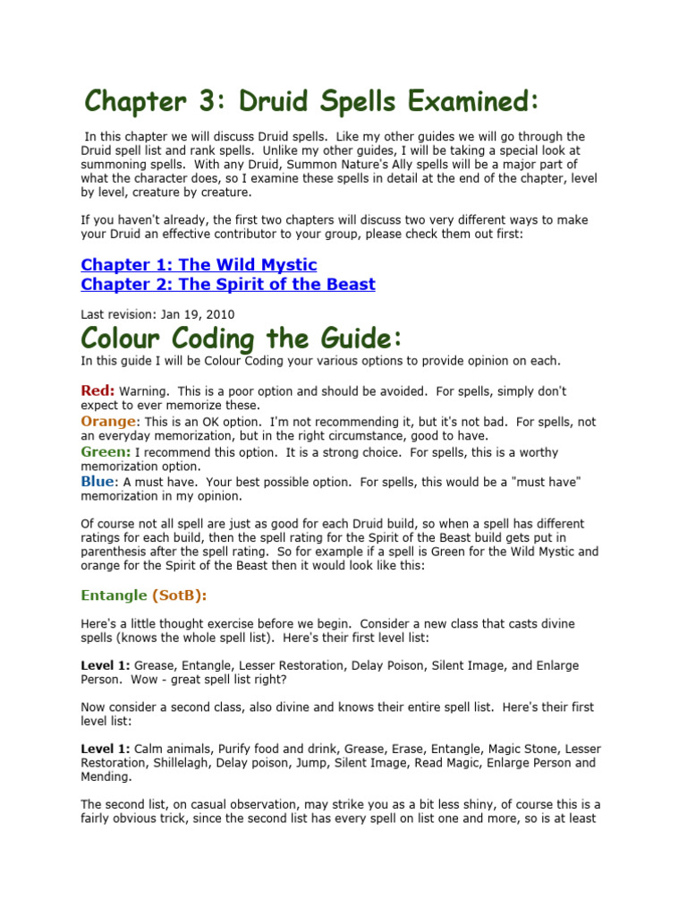 Druid Handbook Part 3 Druid Spells Examined | PDF