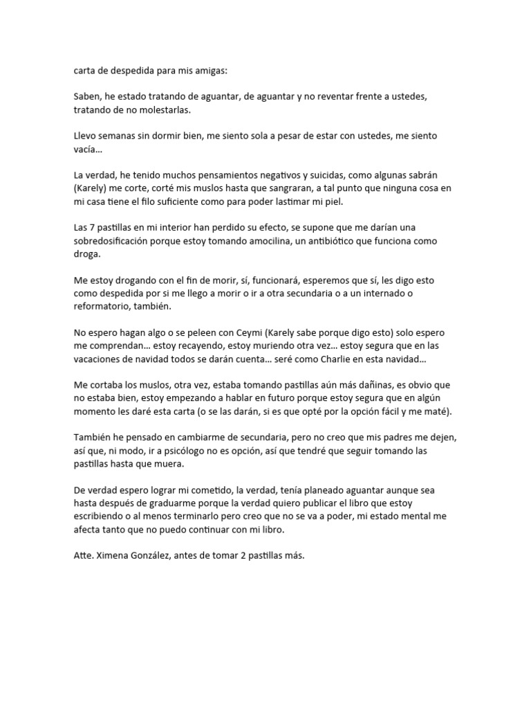 Carta de Despedida para Mis Amigas | PDF