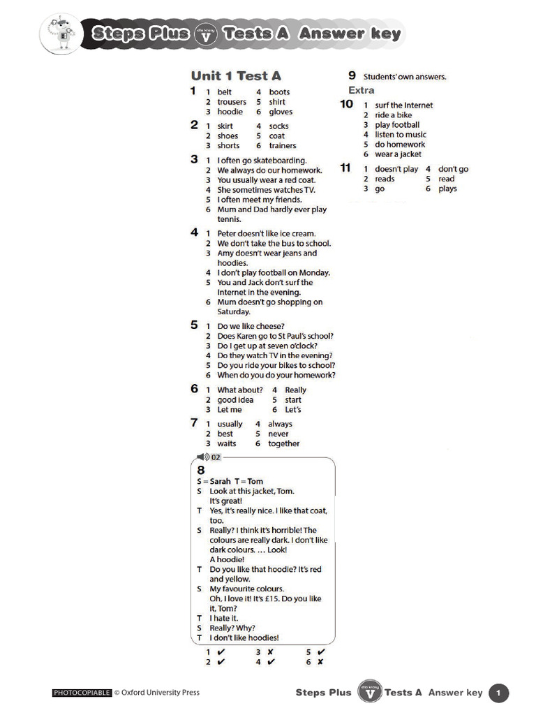 Steps Plus Klasa 5 Testy Odpowiedzi | PDF