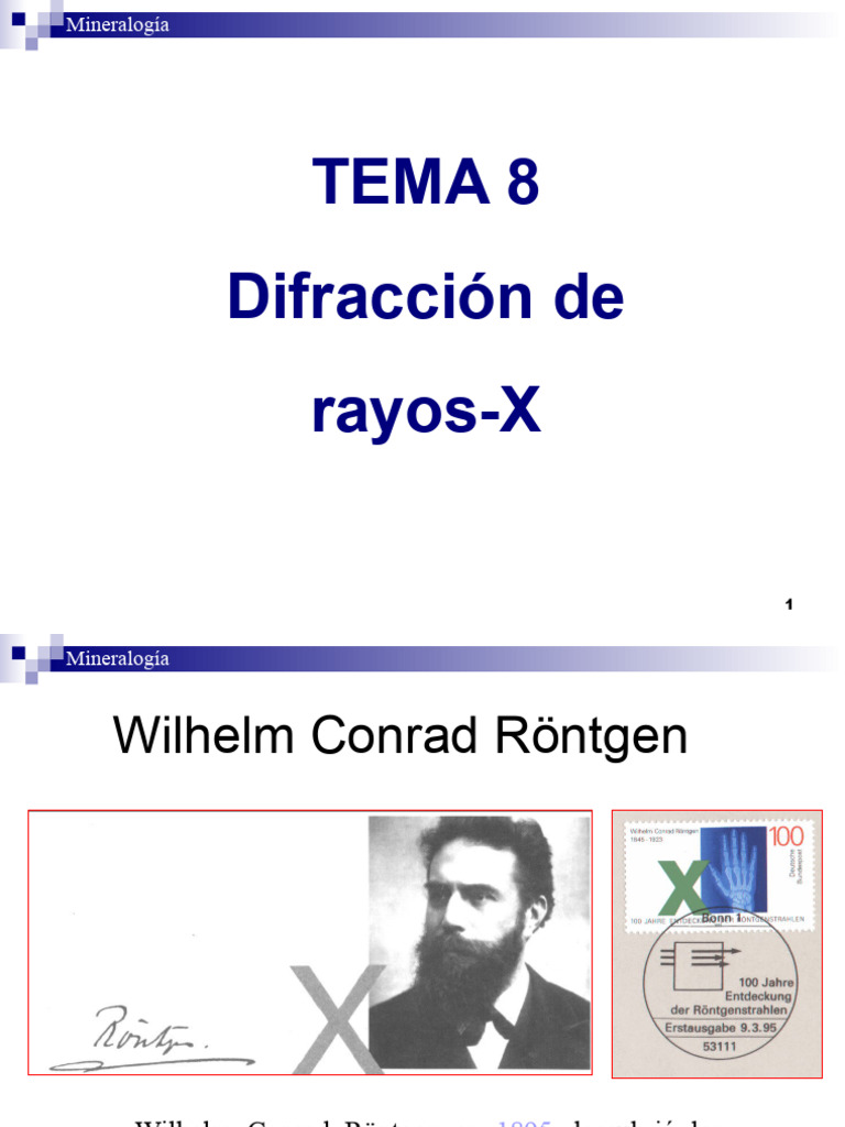 TEMA 8 DIFRACCIÓN DE RAYOS X | PDF | Cristalografía de rayos X | Rayo X